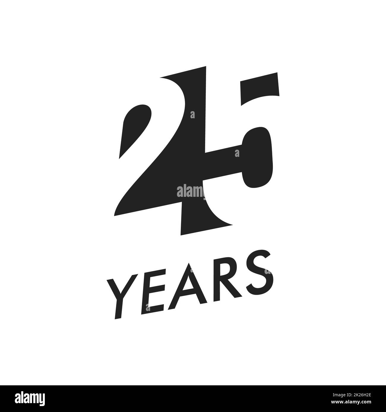 Twenty five years vector emblem template. Anniversary symbol, negative ...