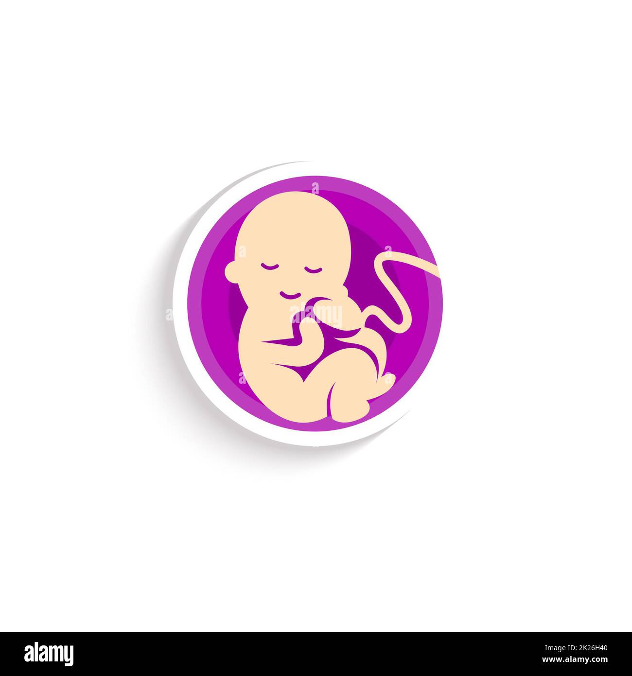 Pregnancy round unusual logo. Beige cute baby. Little human vector ...