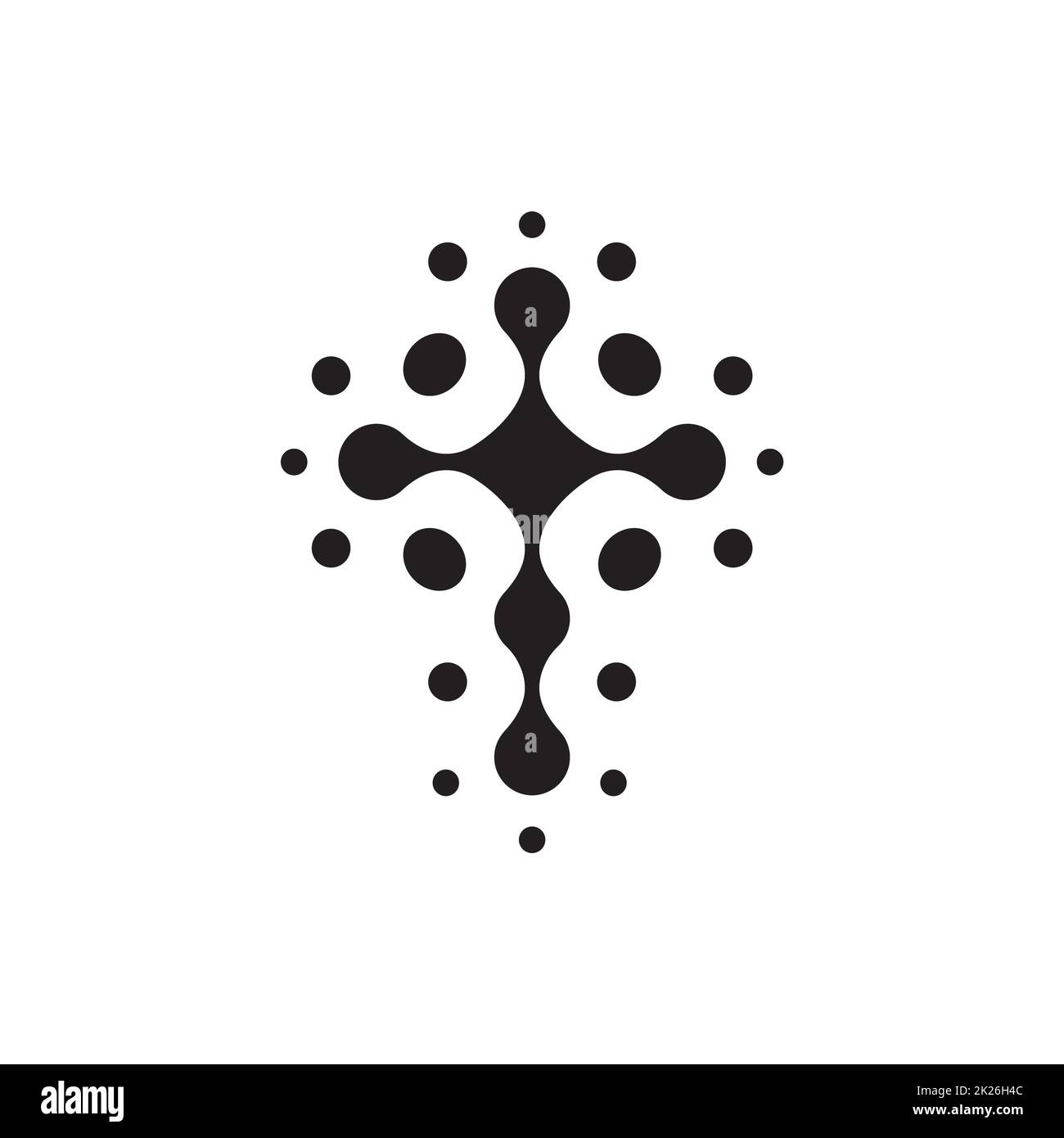 Christian symbol, black connection dots icon. Church logo template ...