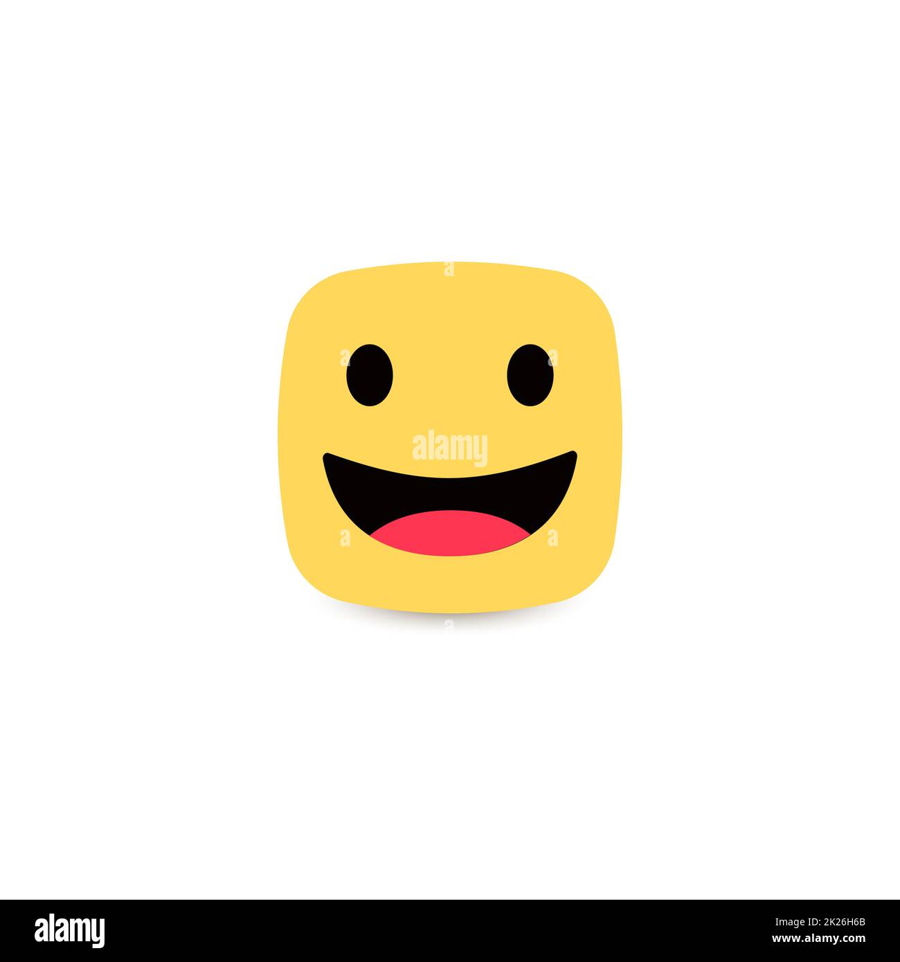 Square yellow smiley. Friendly emotion. Joyful facial expression ...