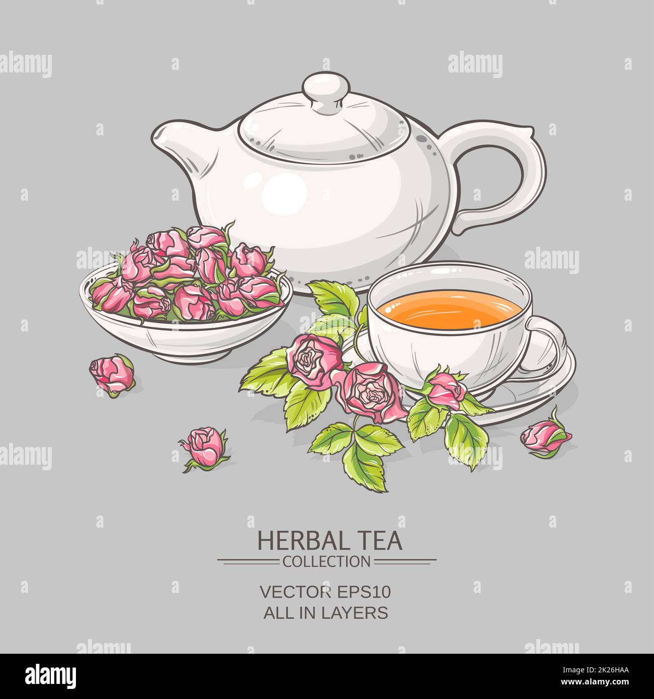 rose tea on grey background Stock Photo - Alamy