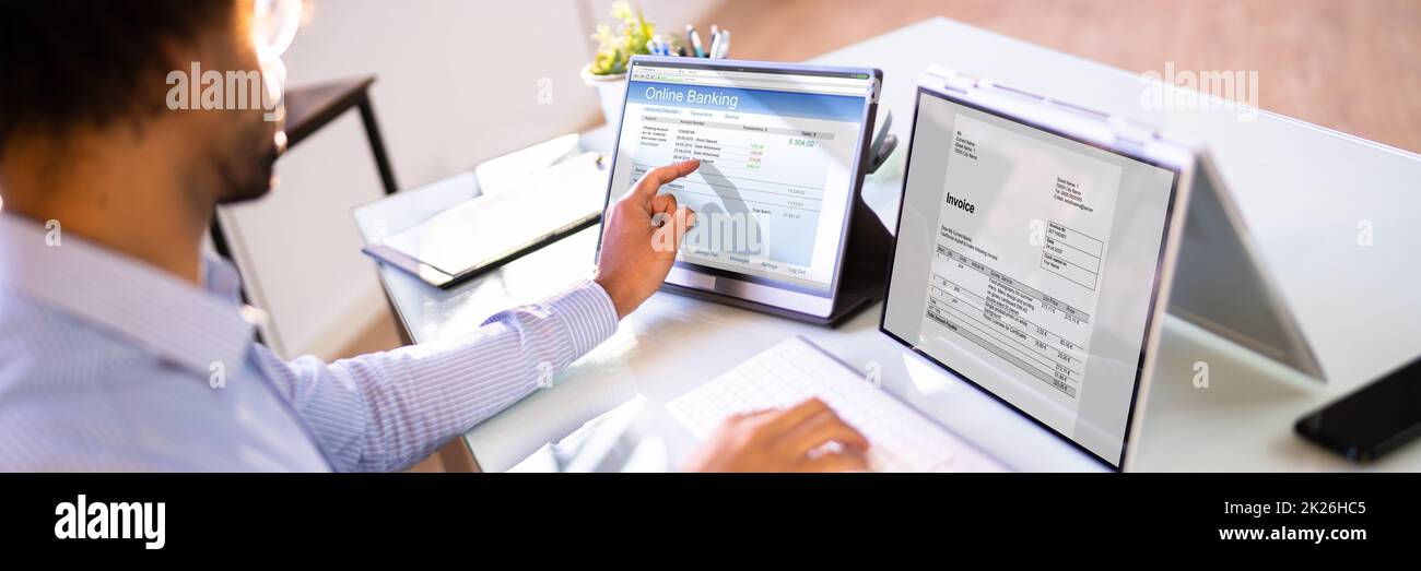 Checking Digital Online Invoice Stock Photo - Alamy