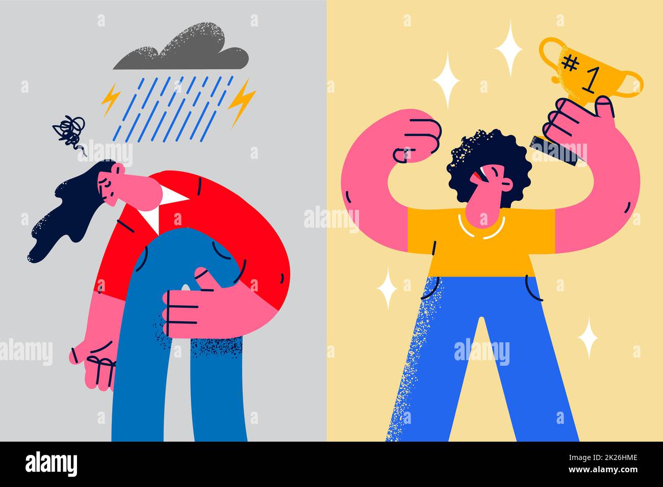 Comparison of women failure and success Stock Photo - Alamy