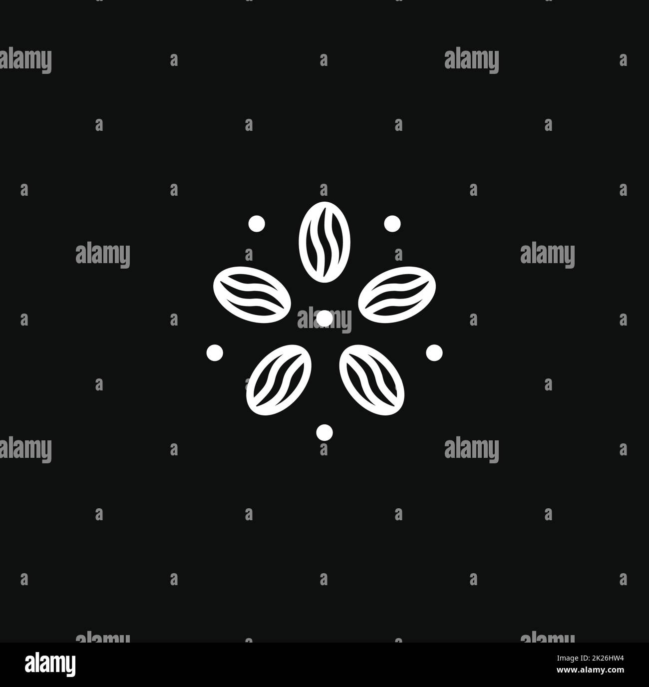 Coffee round logo, modern concept. Coffee bean icon. Abstract flower ...