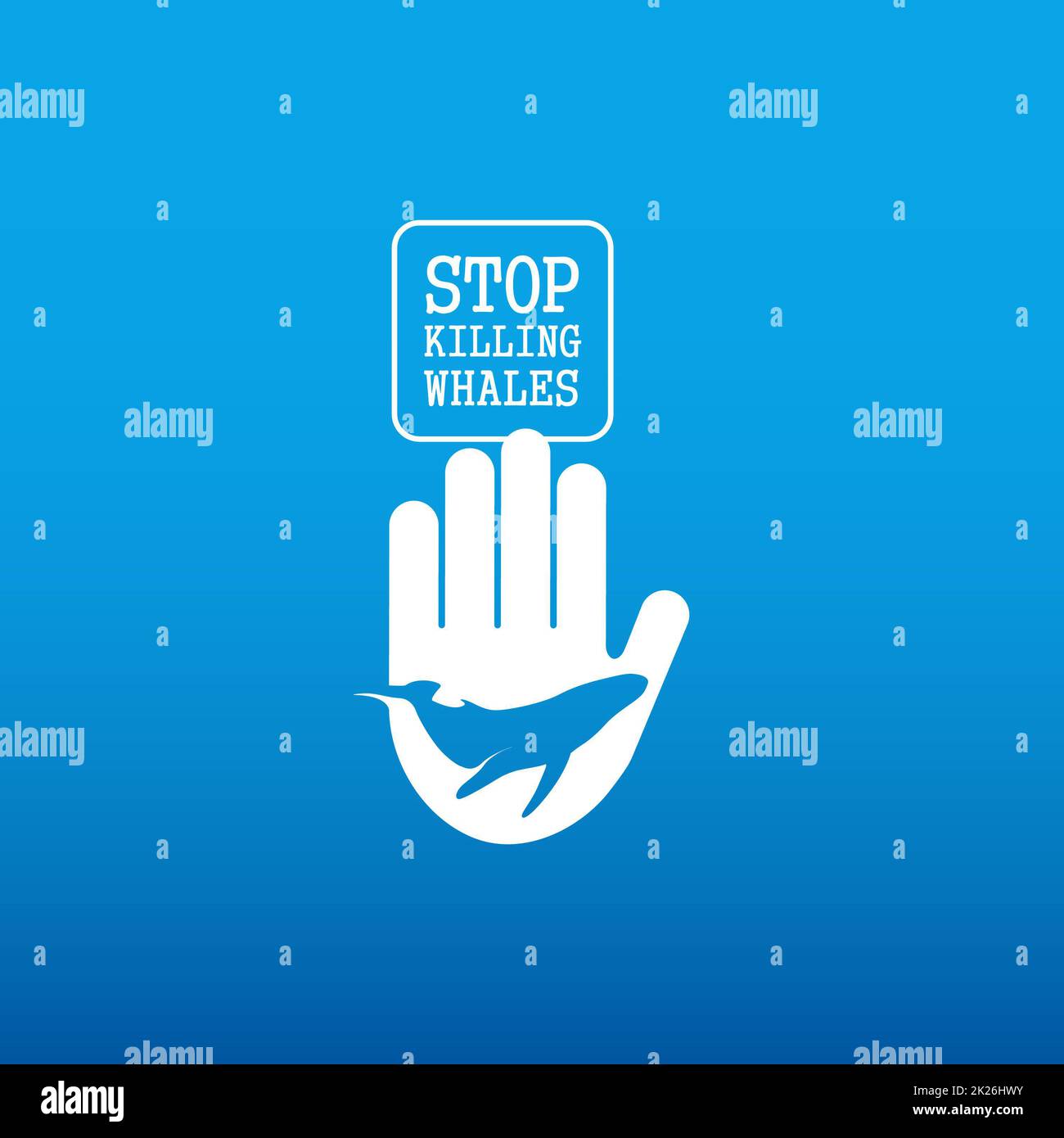 Isolated blue whale in white hand vector logo. World whales' day. Save ...