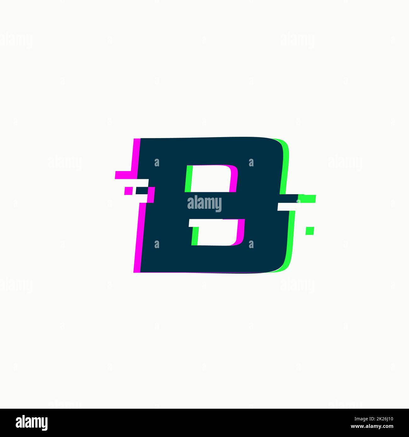 Letter B. Glitch font, vector isolated abstract symbol with digital ...