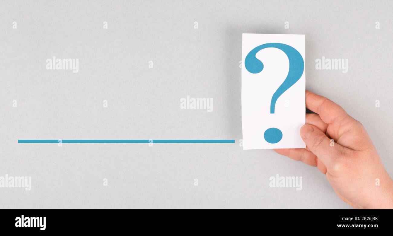 Strait line with a question mark, looking for an answer, searching for ...