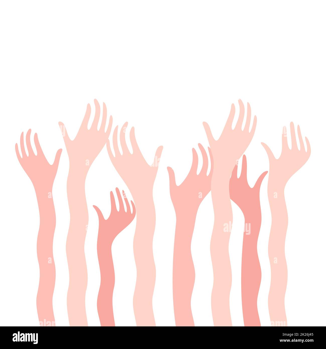 Human hands raised up illustration on blank background. Poster template ...