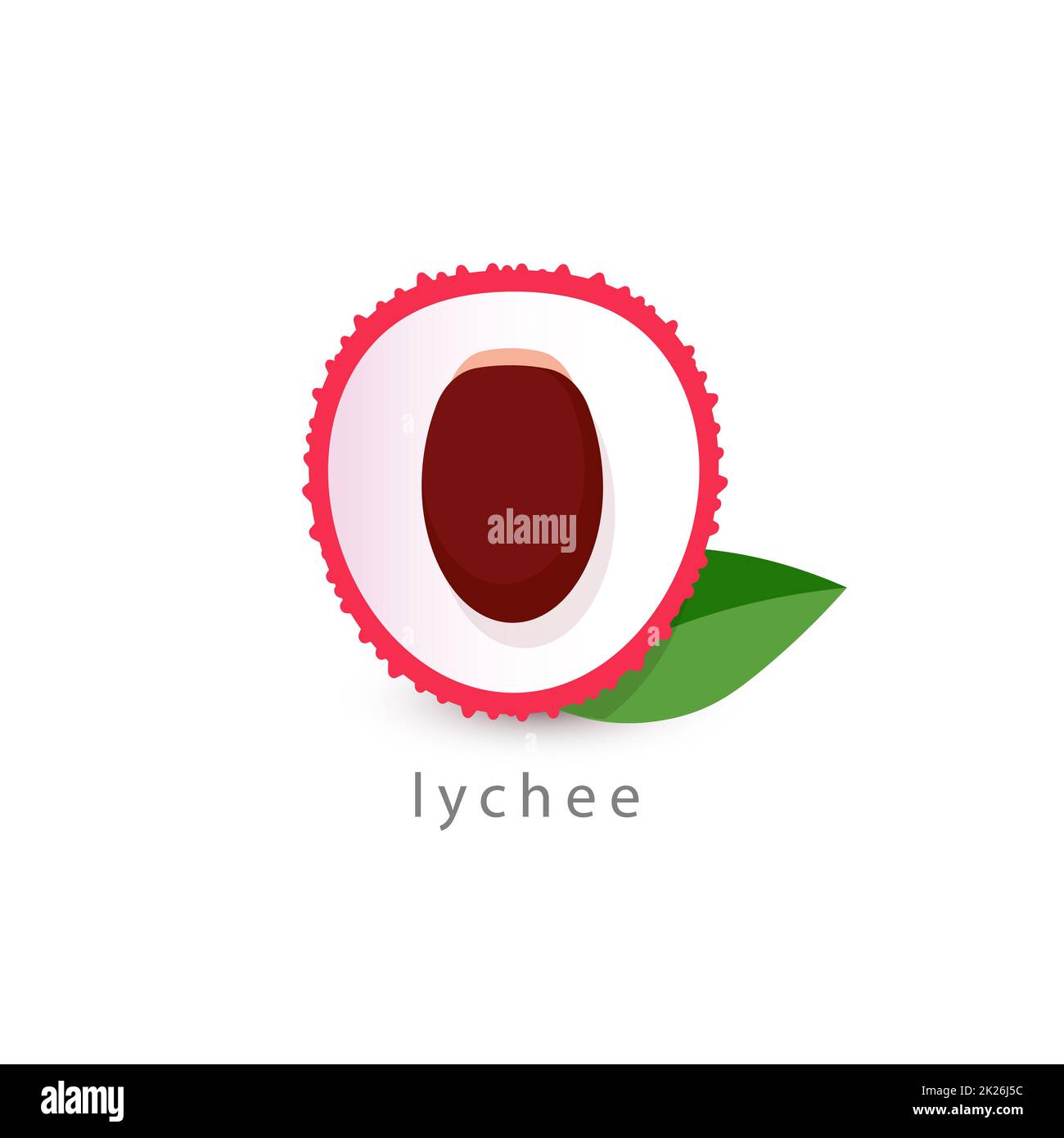 Lychee simple icon. Vegan logo template, minimalism style. Half fruit ... Lychee simple icon. Vegan logo template, minimalism style. Half fruit ...