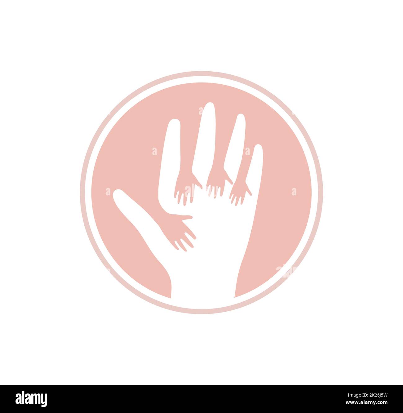 Hands up vector icon. Kids Help logo template. Flat human hand logotype ...