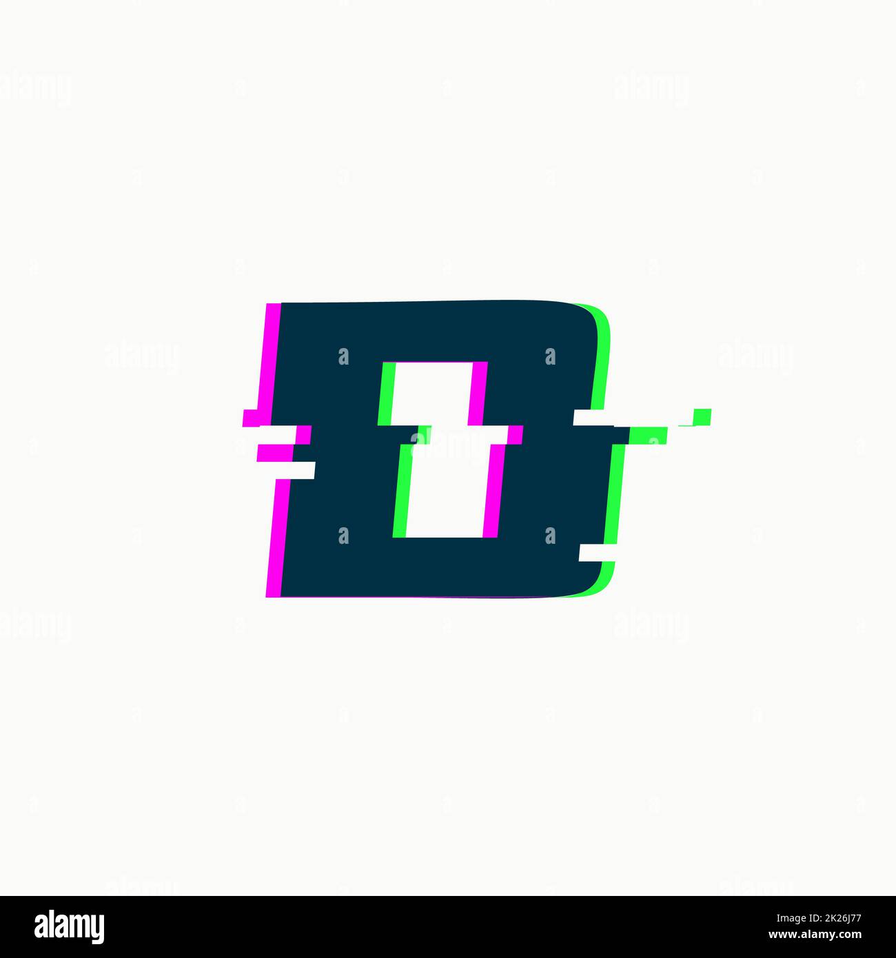 Letter D. Glitch font, vector isolated abstract symbol with digital ...