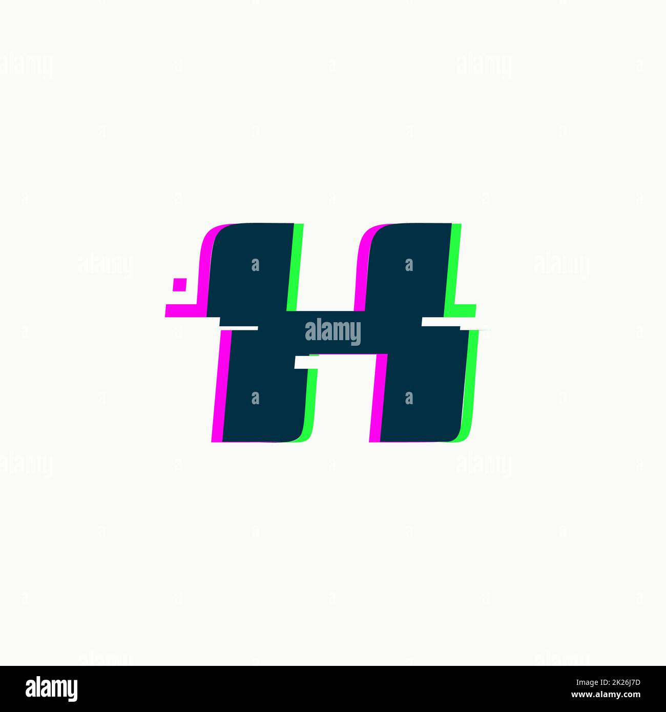 Letter H. Glitch font, vector isolated abstract symbol with digital ...