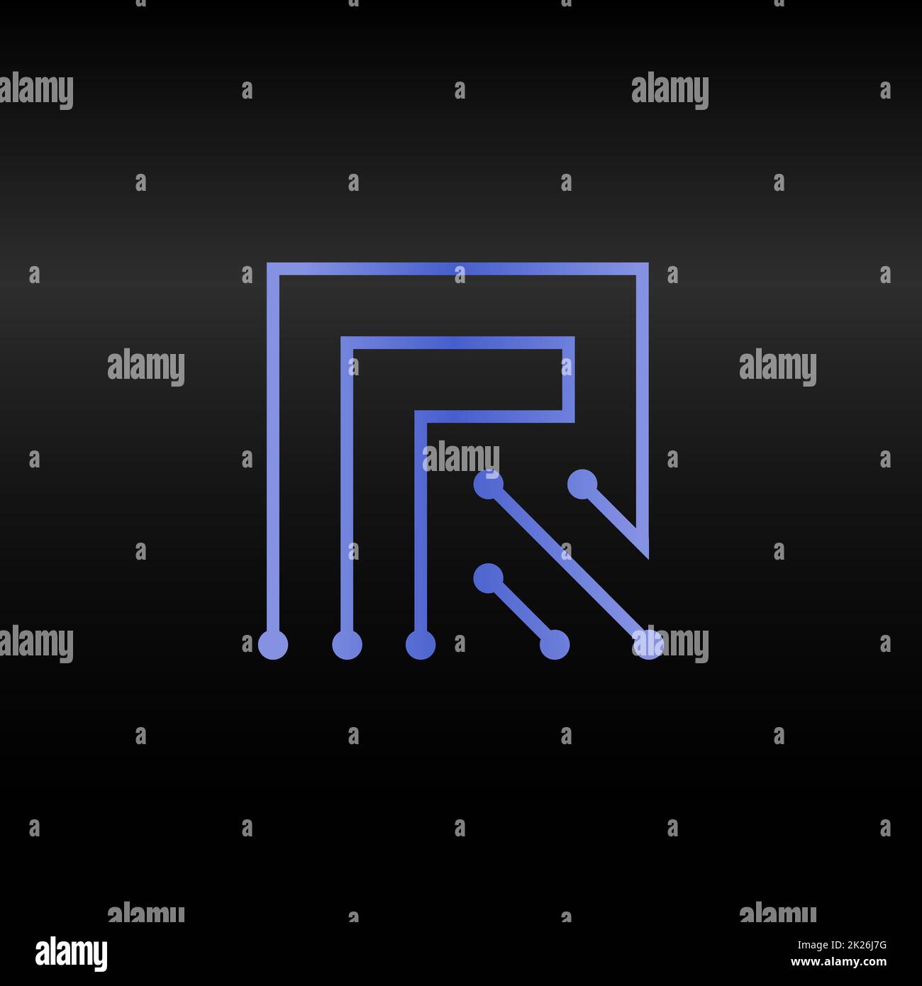Letter R.Vector technology font. Digital alphabet element. Isolated ...