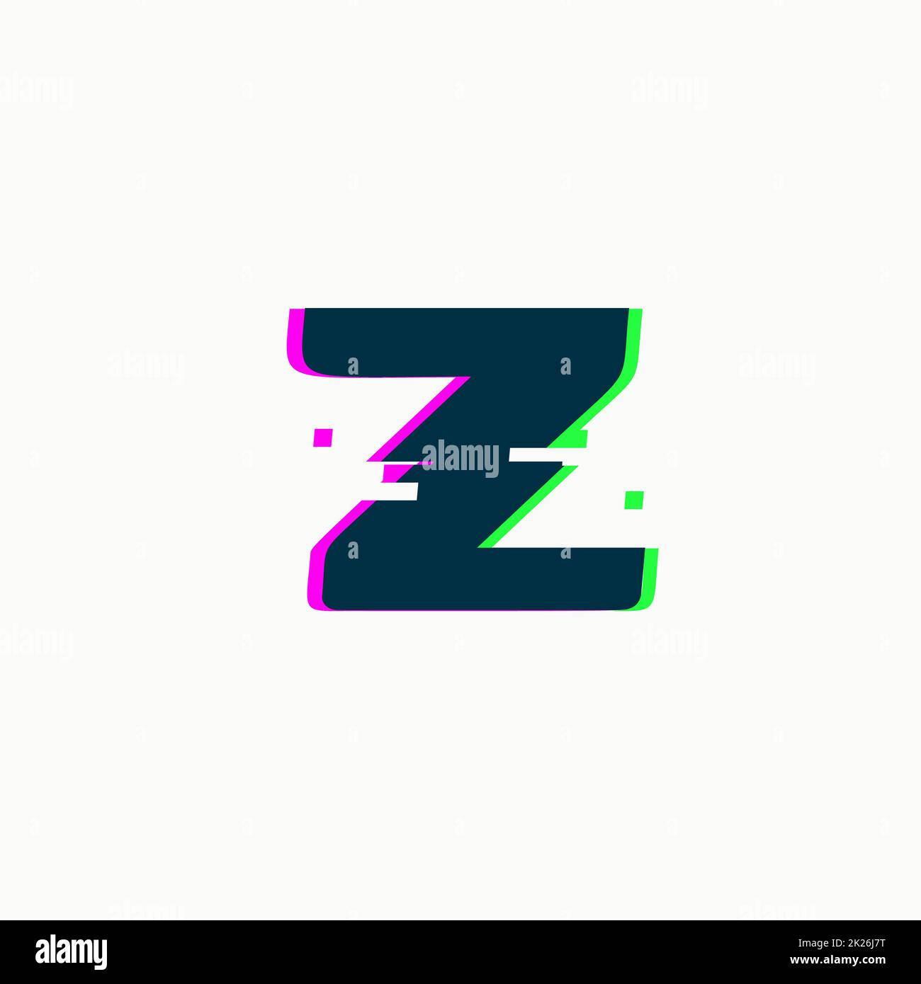 Letter Z. Glitch font, vector isolated abstract symbol with digital ...