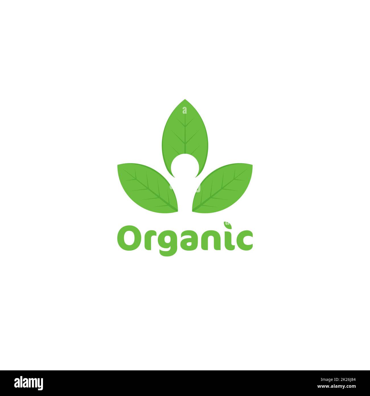 Isolated green organic logo. Abstract human silhouette. Leaves icon ...