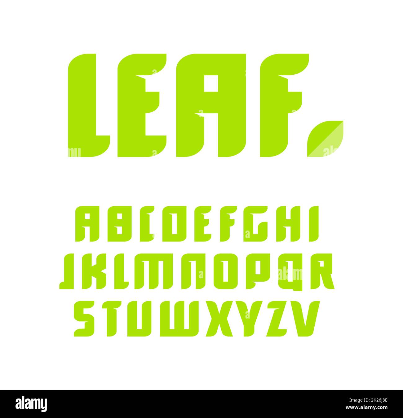 Green letters set. Vector latin alphabet. Natural product font. Leaf ...