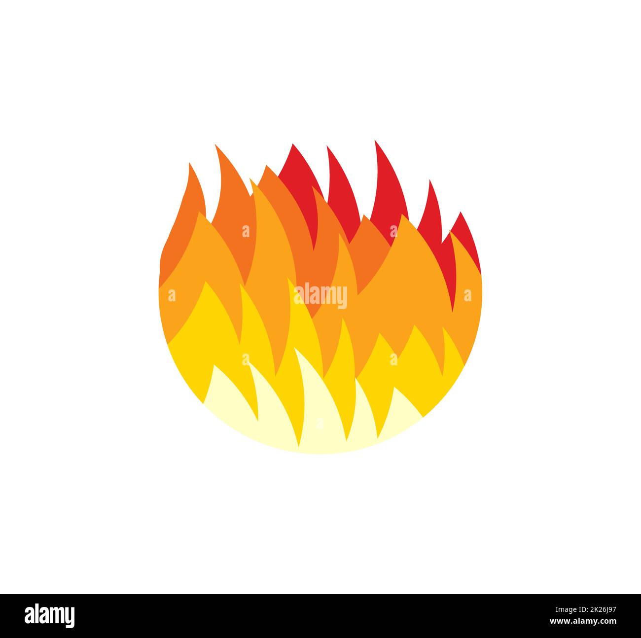 Fireball icon. Red and yellow tongues of flame, Flat Fire round logo ...