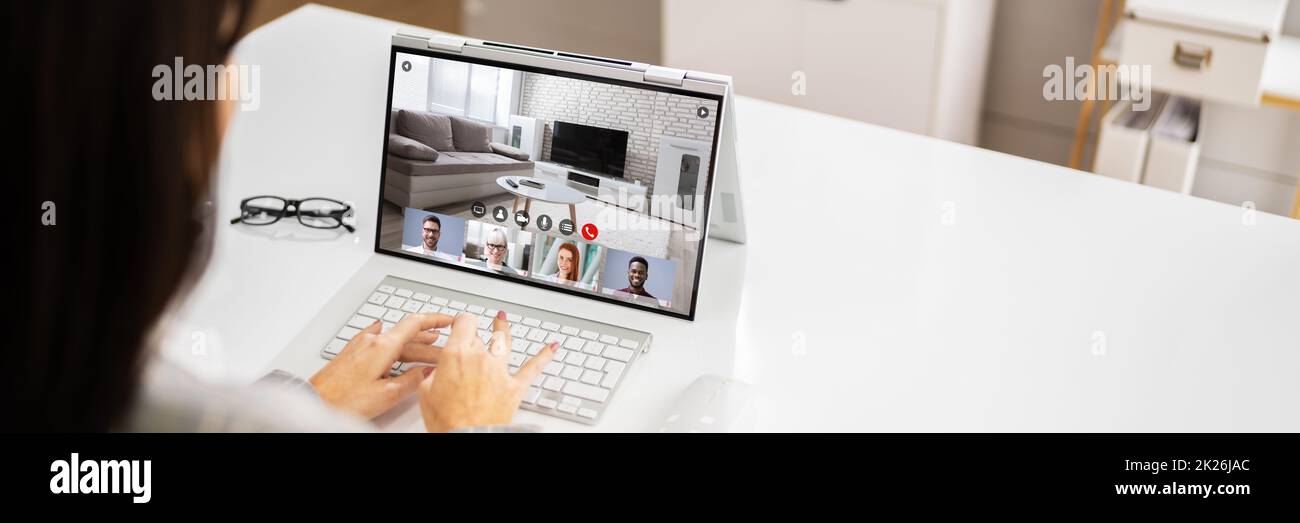 Virtual Real Estate House Video Conference Tour Stock Photo - Alamy