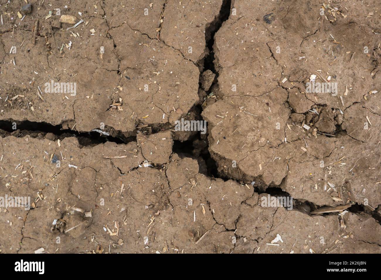 Broken up soil on an arable land due to a prolonged dry season Stock ...