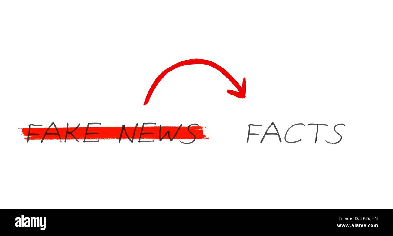 Fake news or facts - Handwritten text with arrow Stock Photo - Alamy