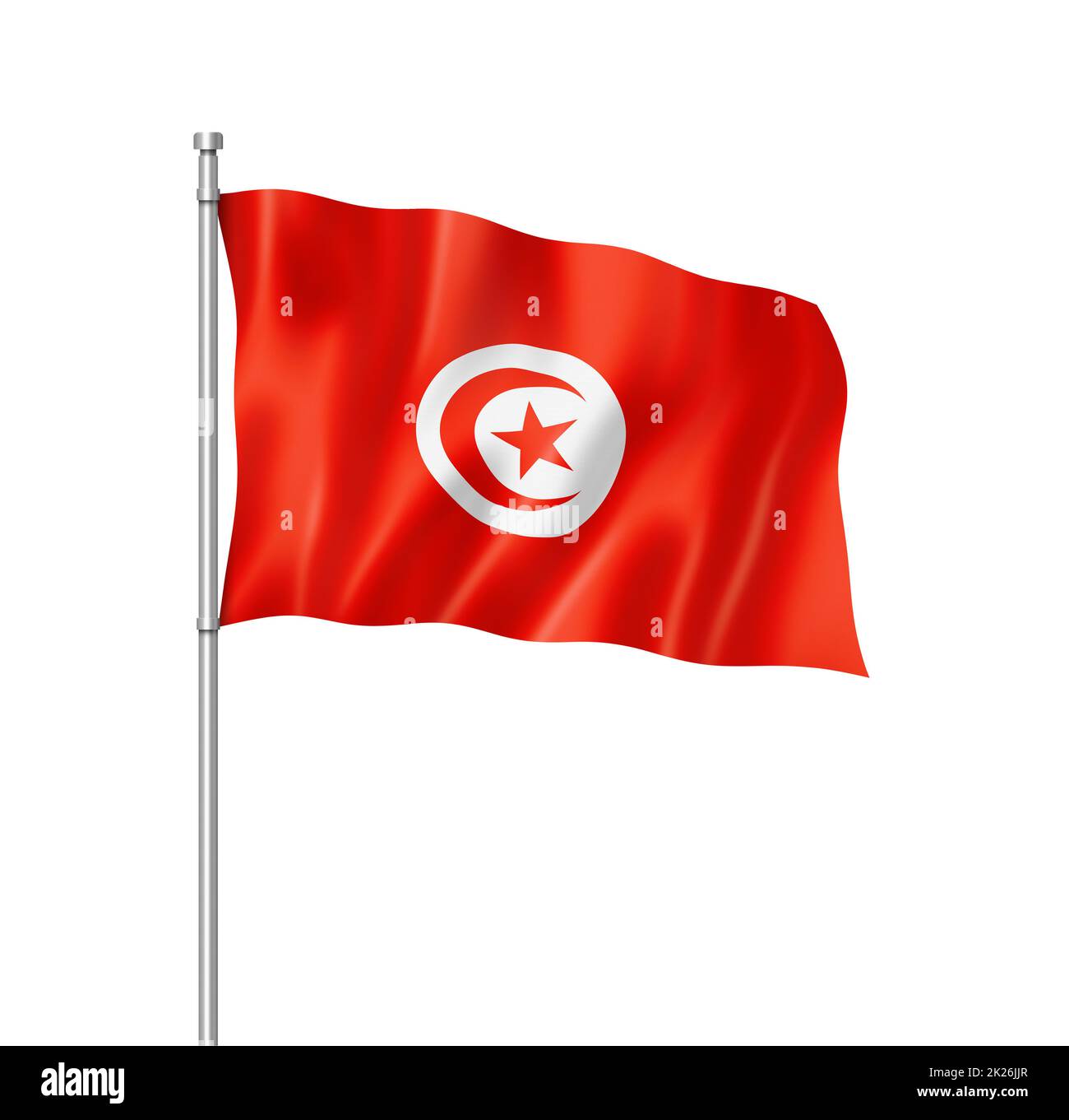 Tunisian flag isolated on white Stock Photo - Alamy