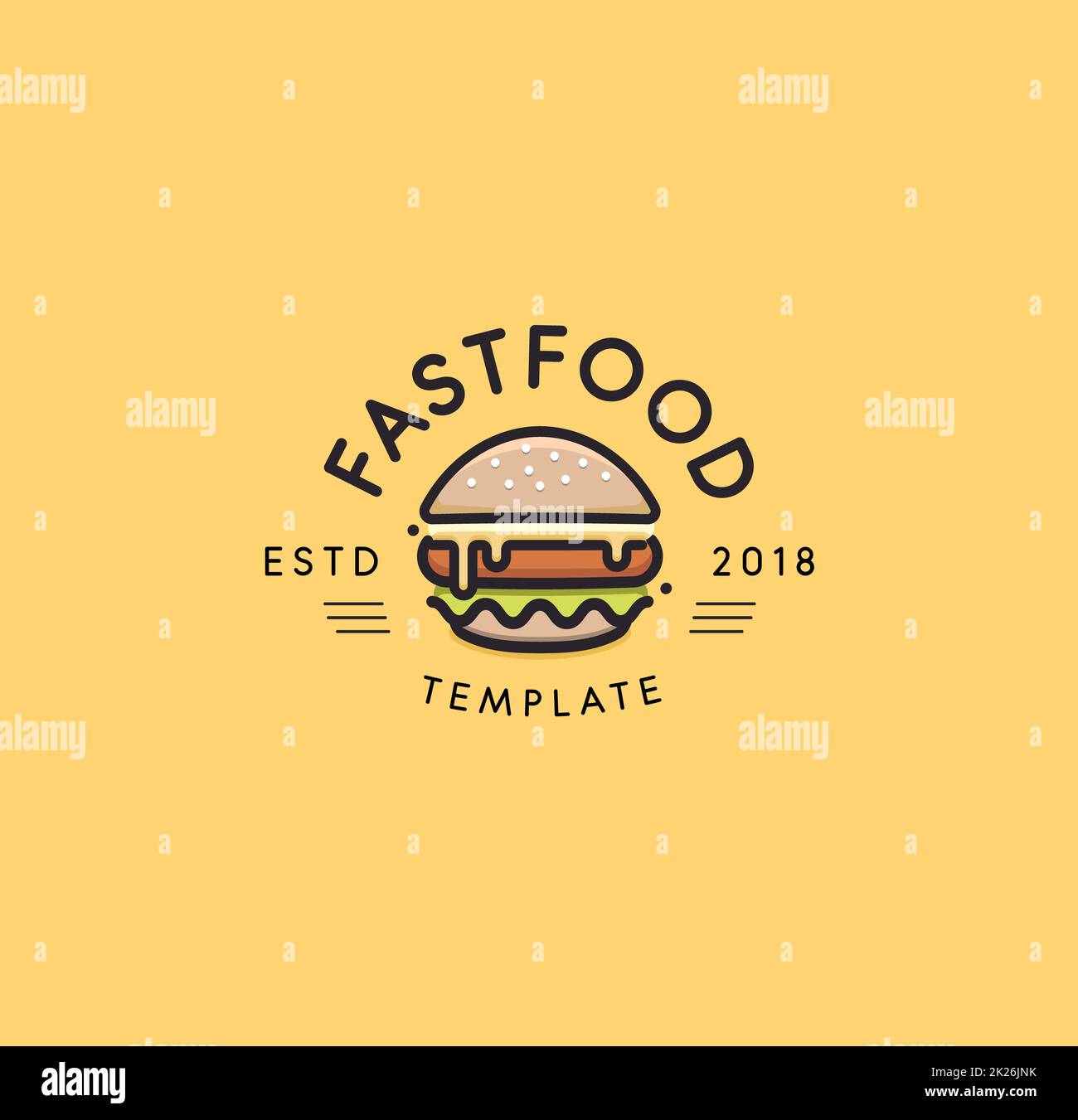 Fast food vector logo template. Hot burger design. Hamburger sign ...