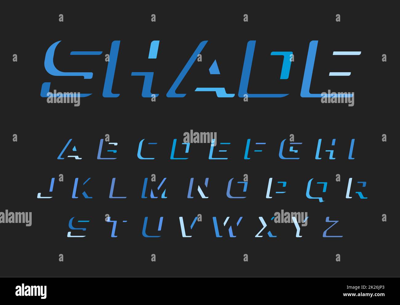 Blue letters set. Vector latin alphabet. Darkness color font. Cutout ...