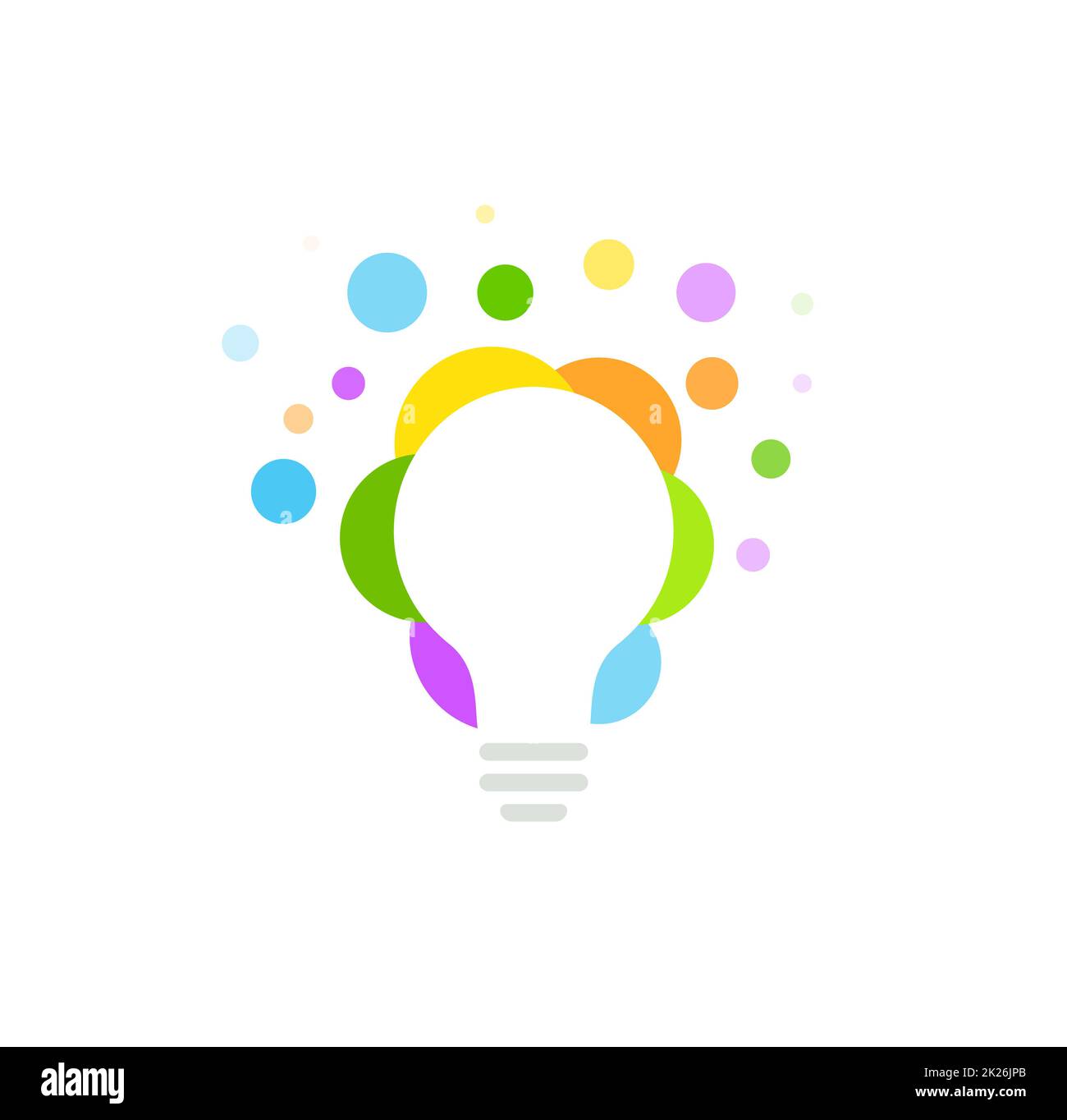 Colorful light bulb from bubbles, circles, dots. Idea isolated vector ...