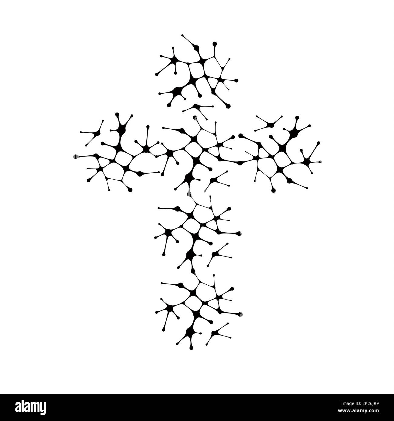 Christian symbol, black connection lines cross icon. Church logo ...