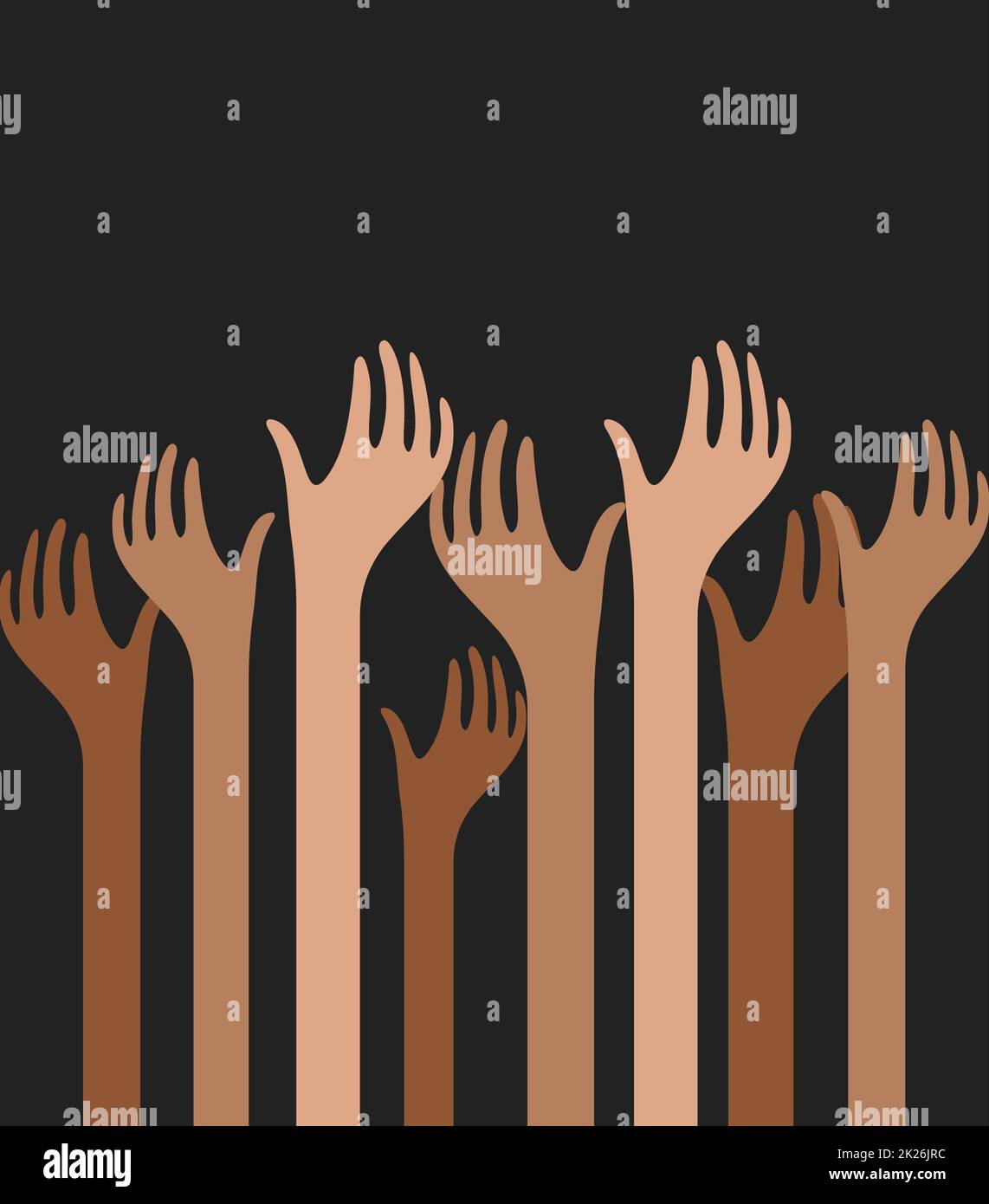 Human rights poster. Voting symbol. Request for help banner. Raised ...