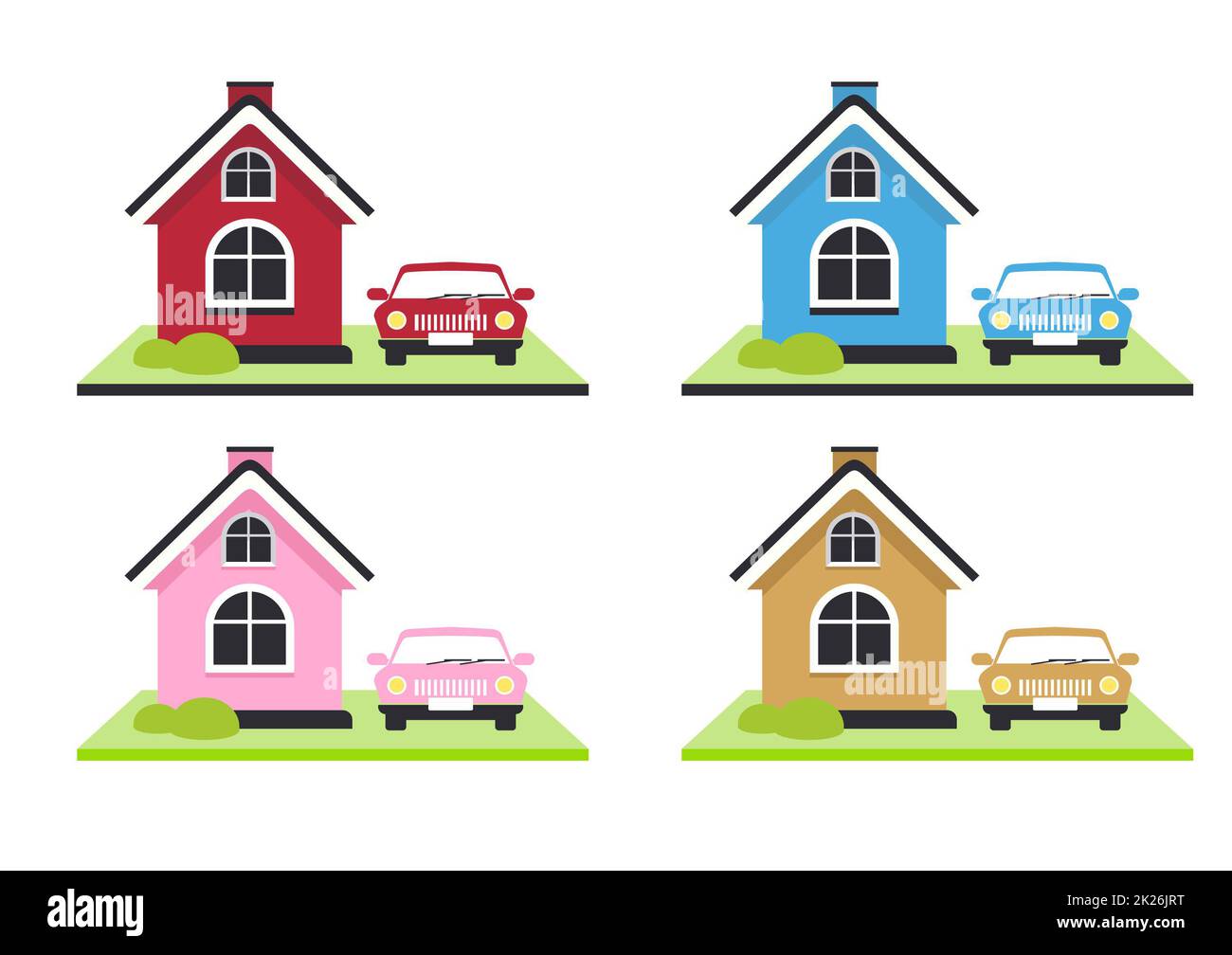 House and car. Vector. Illustrations Stock Photo - Alamy