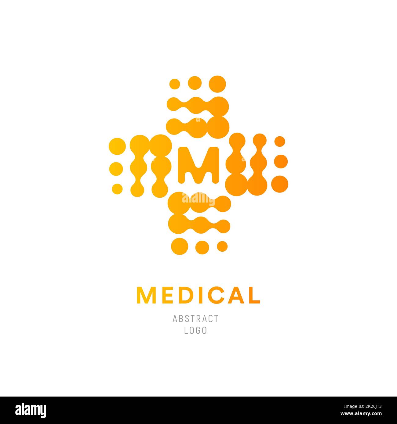 Halftone orange cross, plus symbol. Medical abstract logo. MRI scanning ...