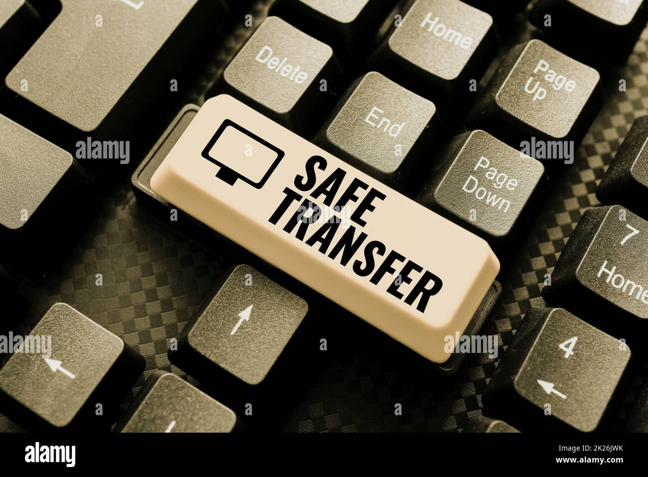 Hand writing sign Safe Transfer. Business approach transmitting the ...