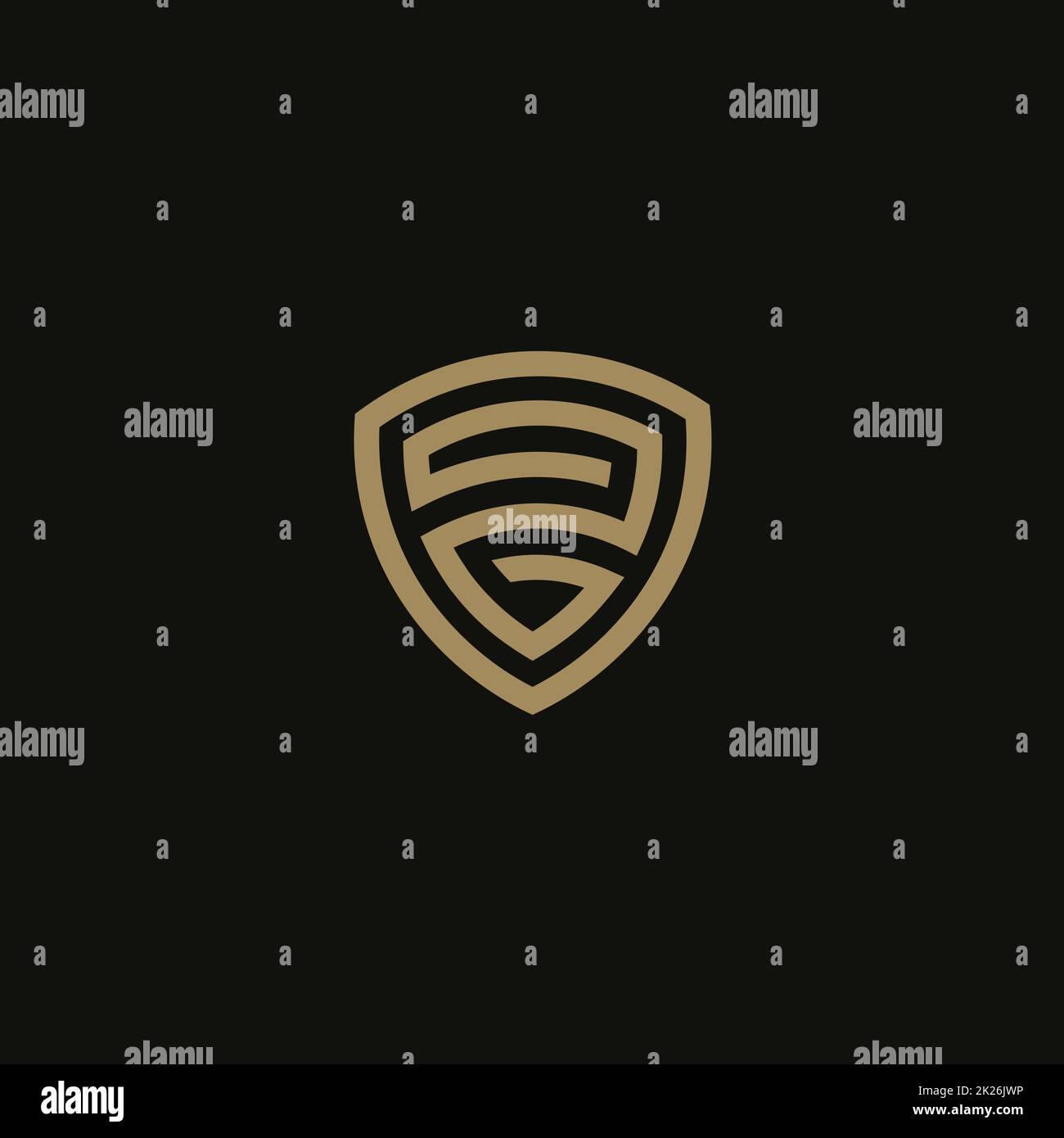 Abstract letter Z or number 2 in contour frame shield, concept logo in ...