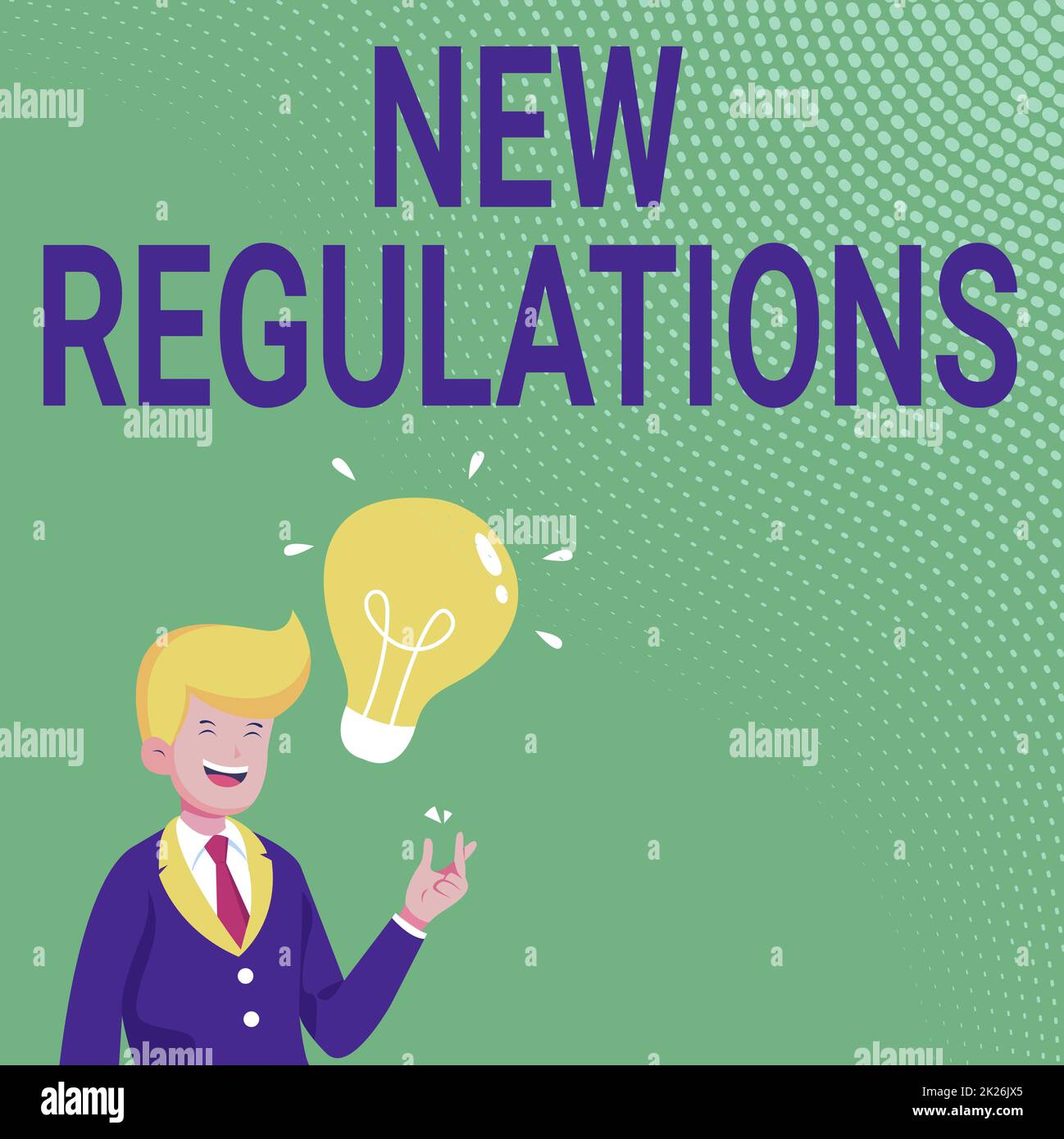 Text caption presenting New Regulations. Word Written on rules made by ...