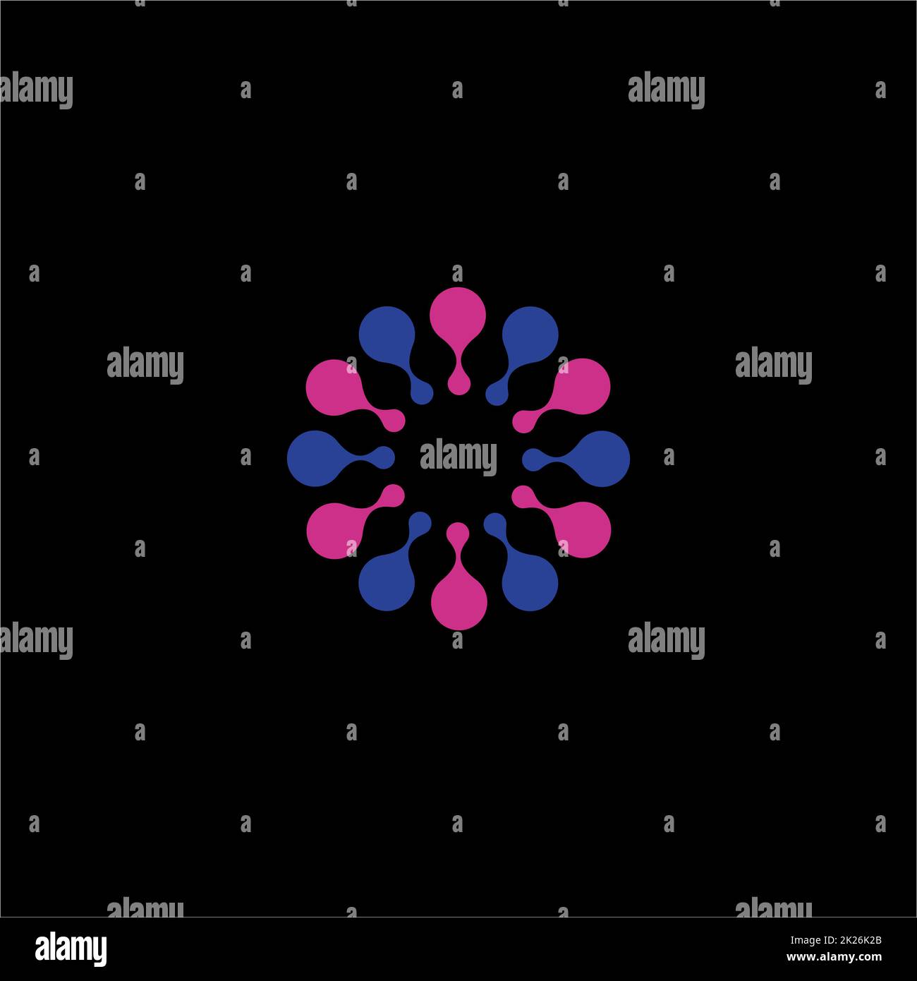 Isolated abstract pink and blue flower vector logo. Round molecular ...