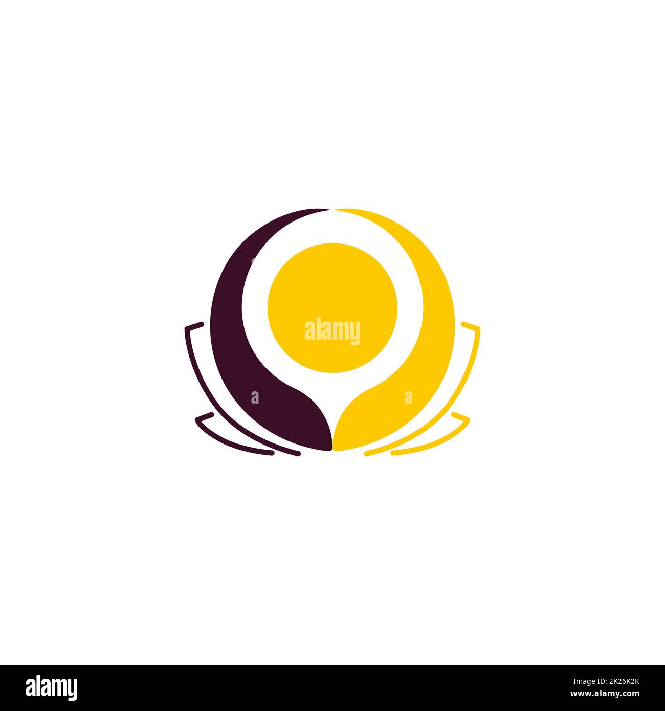 Isolated abstract round shape flower vector logo. Unusual yellow water ...