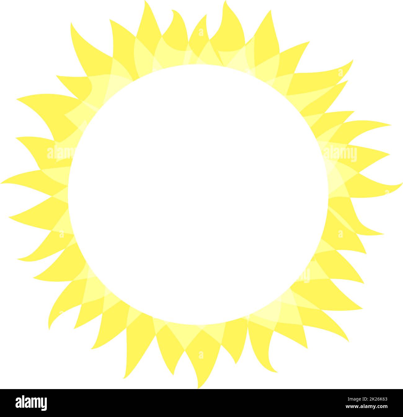 Sun icon. Sunny bright circle shape with rays. Summer sun shine ...