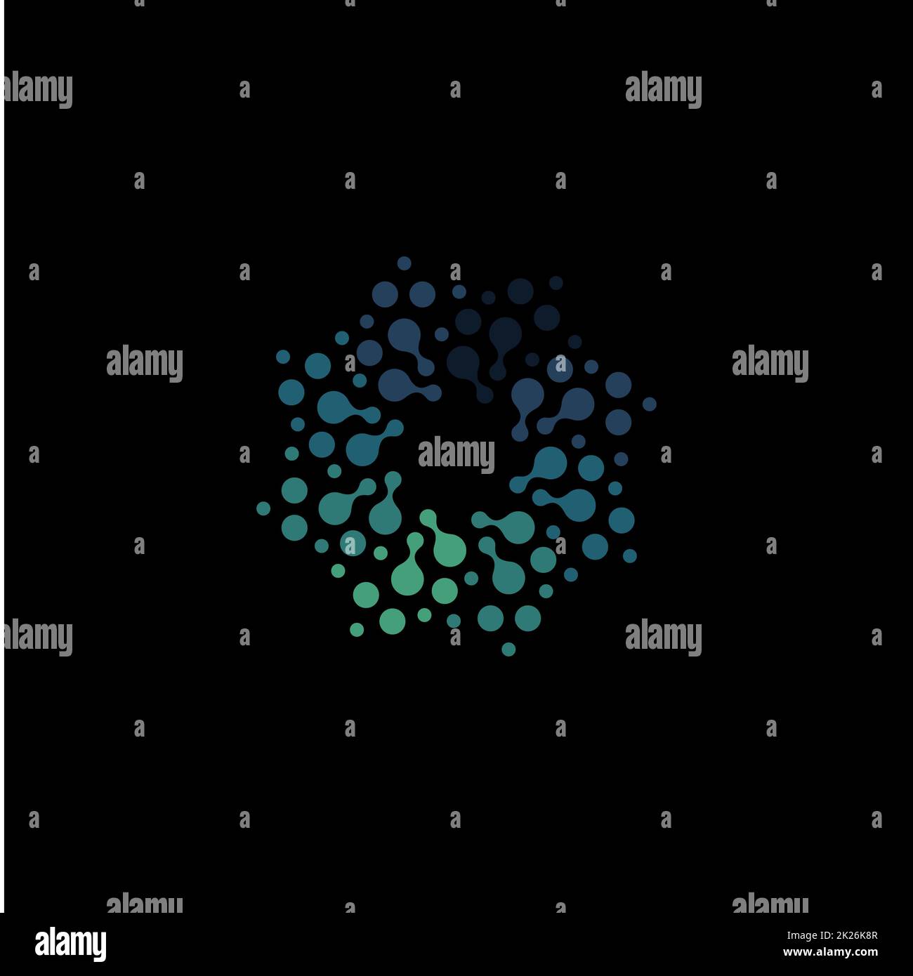 Isolated abstract round shape blue color logo, dotted logotype, water ...