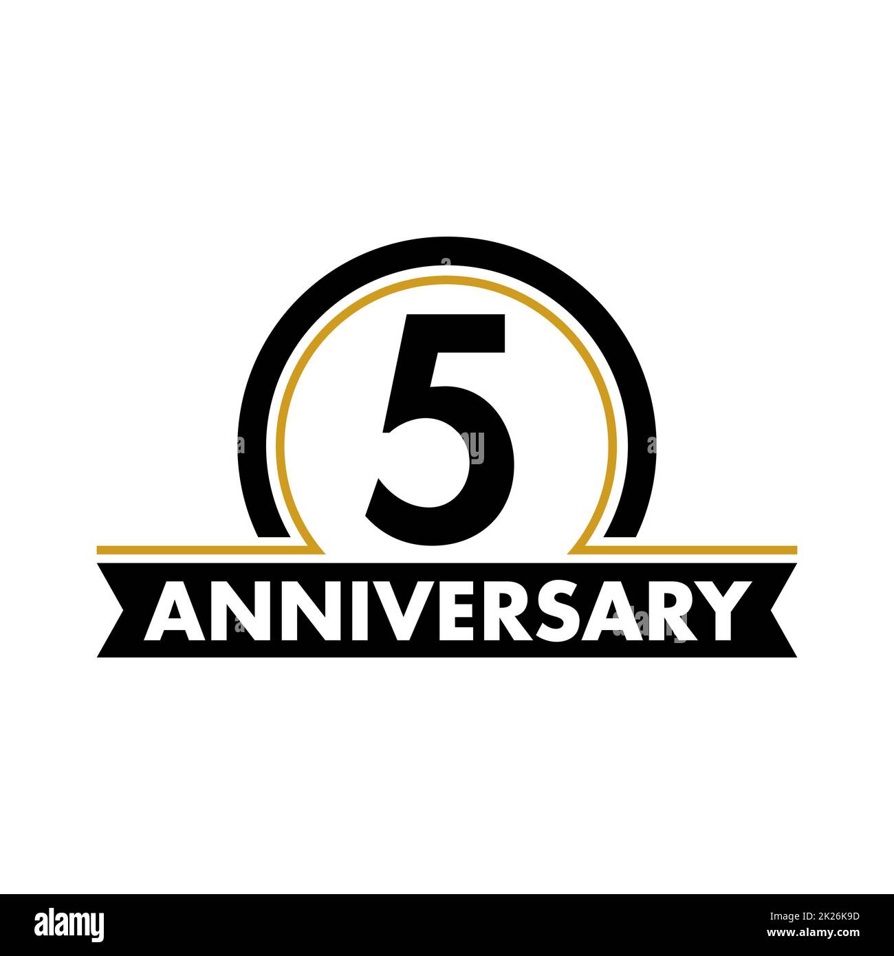 Anniversary vector unusual label. Fifth anniversary symbol. 5 years ...
