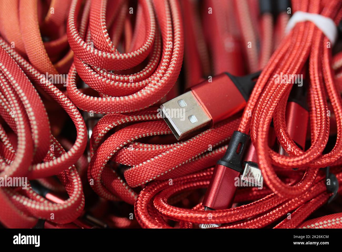 red and blue USB cable for smartphone Stock Photo - Alamy