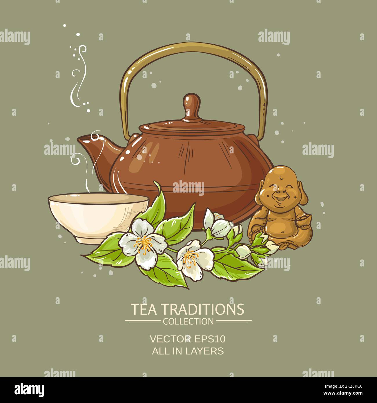 jasmine tea vector illustration Stock Photo - Alamy