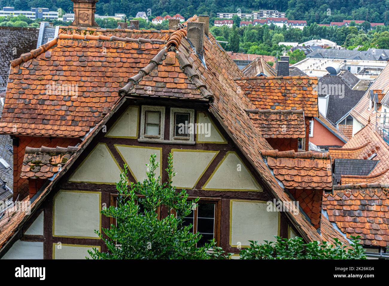 Impression in the historic city of Marburg in Germany with old ...