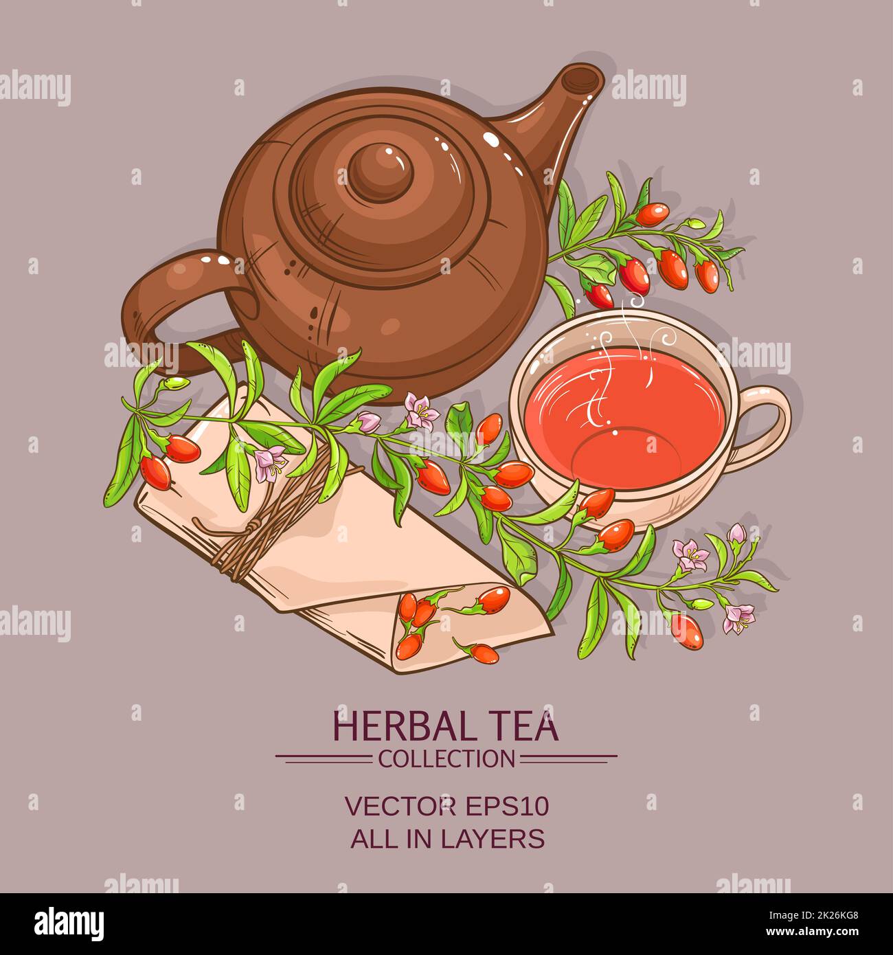 goji tea vector illustration Stock Photo - Alamy