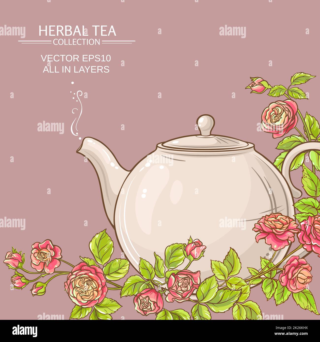 rose tea vector background Stock Photo - Alamy