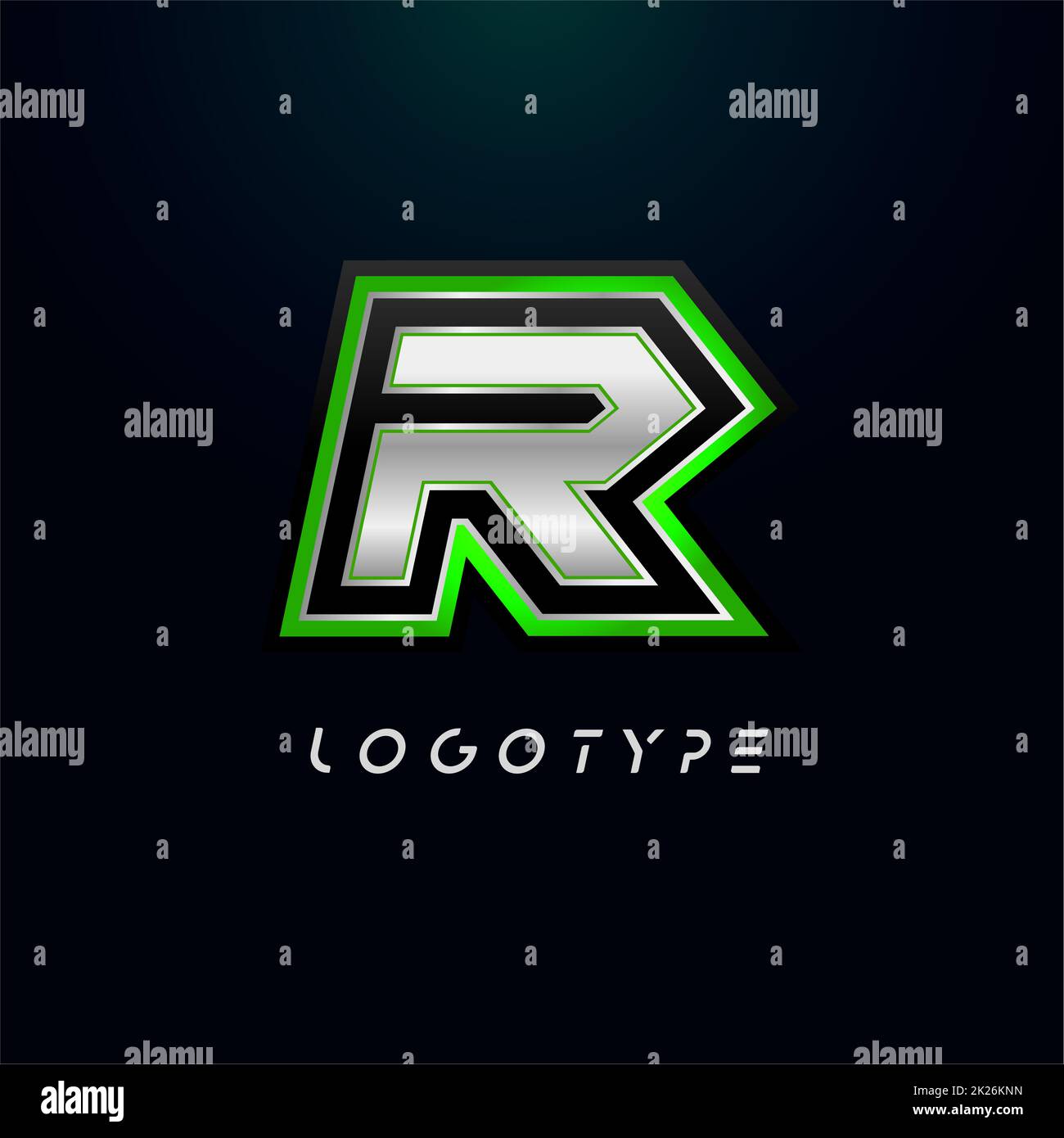 Letter R for video game logo and super hero monogram. Sport gaming ...