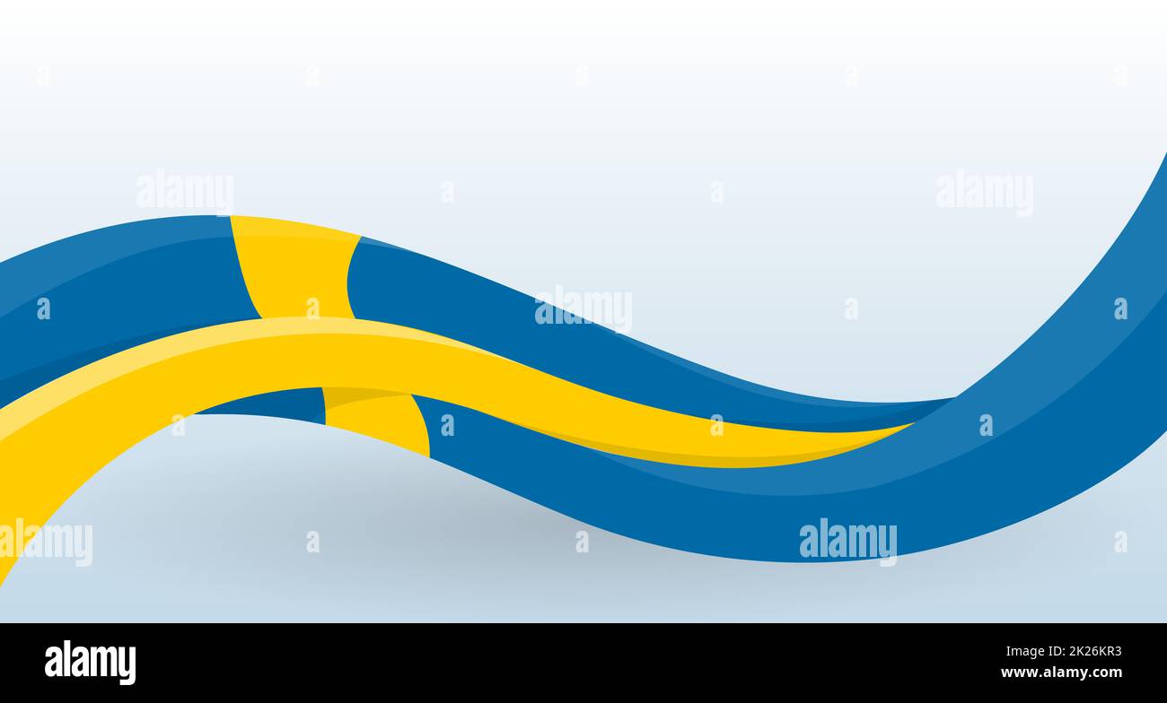 Sweden National flag. Waving unusual shape. Design template for ...