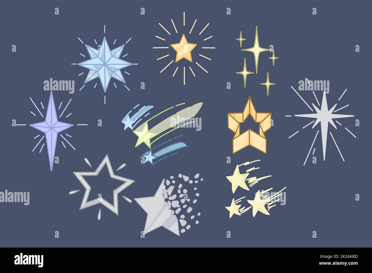 Set of diverse bright stars or twinkles Stock Photo - Alamy