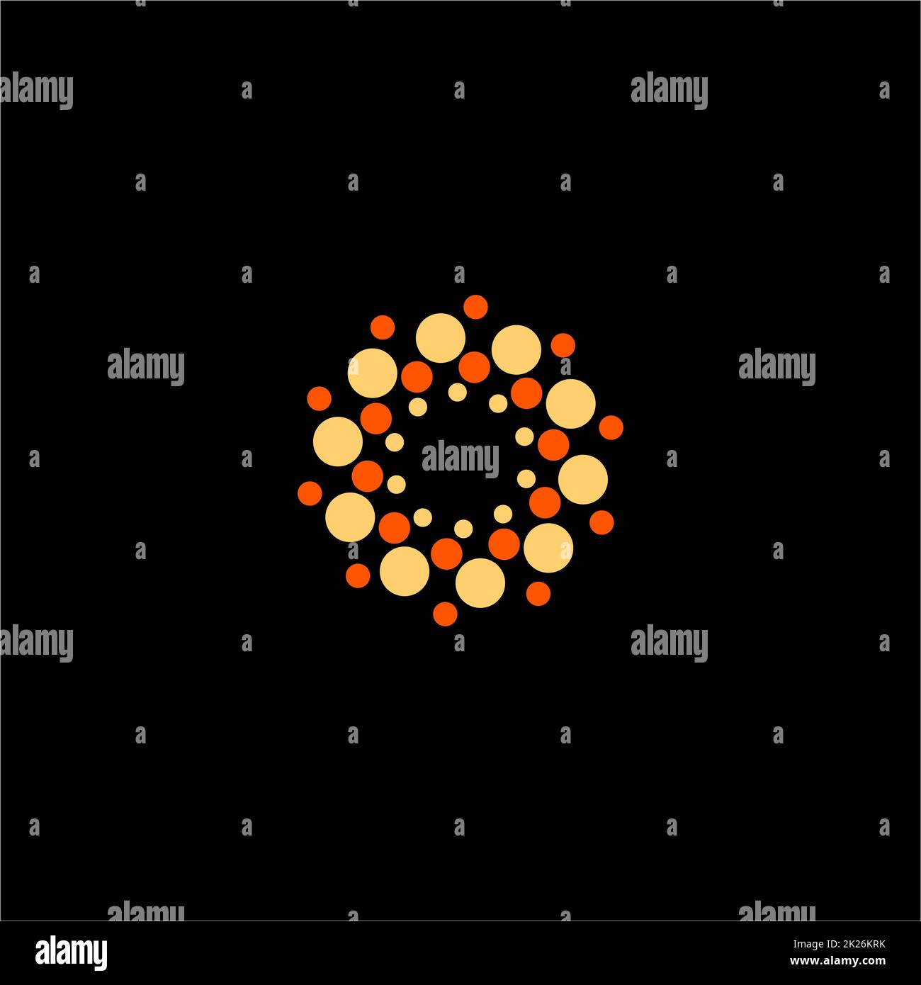 Isolated abstract yellow and orange flower vector logo. Round molecular ...