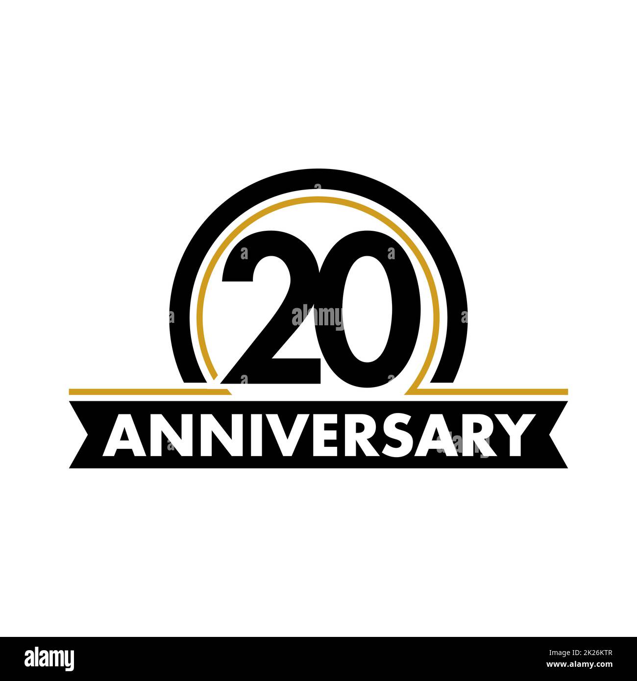 Anniversary vector unusual label. Twentieth anniversary symbol. 20 ...